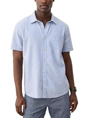 Marine Layer California Naturals Regular Fit Classic Short Sleeve Shirt - Chambray