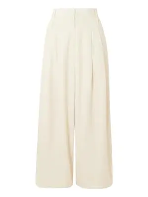 ST. AGNI Double Loop Pleated Wide-leg Crepe Pants - Neutrals