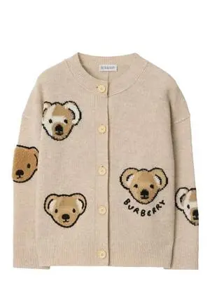 Burberry Thomas Bear Wool Cardigan - Barley