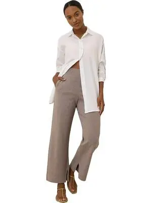 PACT Organic Cotton Wide Leg Pant - Deep Taupe Heather
