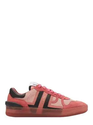 LANVIN Clay Leather And Mesh Sneakers Litchi
