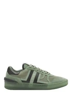 LANVIN Clay Leather And Mesh Sneakers Vert De Gris