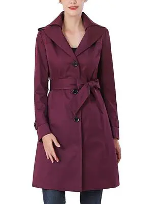 KIMI + KAI Hooded Trench Coat - Grape Wine
