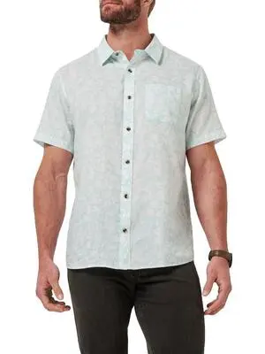 Travis Mathew Double Room Short Sleeve Button-up Shirt - Eggshell Blue