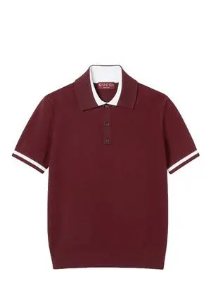 Gucci Cotton Piquet Polo Shirt With Intarsia - Red