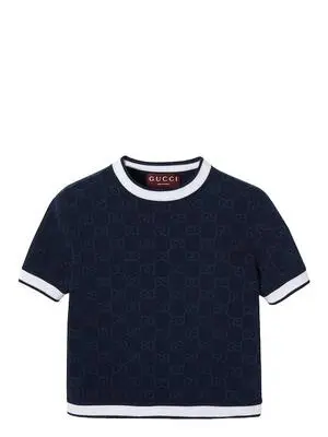 Gucci Gg Jacquard Cotton Top - Blue