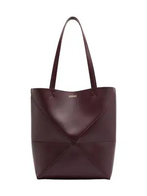 Loewe Puzzle Medium Leather Tote Burgundy