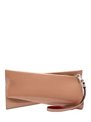 CHRISTIAN LOUBOUTIN Loubitwist Patent Leather Clutch - Beige