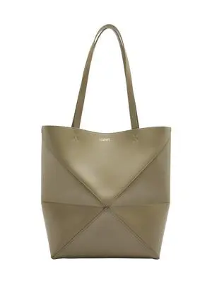 Loewe Puzzle Fold Medium Leather Tote Sage