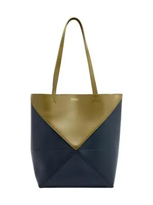 Loewe Loewe Puzzle Fold Medium Leather Tote Navy