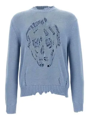 Alexander McQueen Skull Cut-out Sweater - Light Blue