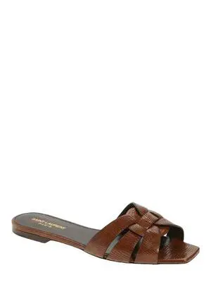 Saint Laurent Tribute Slide Sandal - Almond Brown