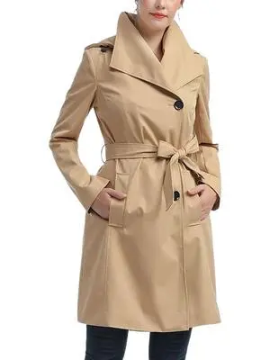 KIMI + KAI Hooded Belted Trench Coat - Tan