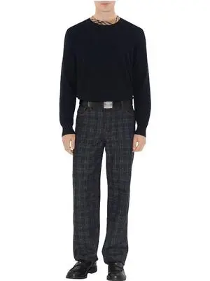 Burberry Check Trim Wool Sweater - Black
