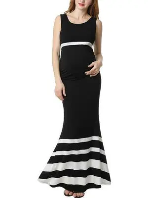KIMI + KAI Maternity Mermaid Maxi Dress - Black White