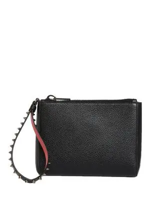 CHRISTIAN LOUBOUTIN Mini Cabata Soft Leather Pouch - Black/ Gun Metal