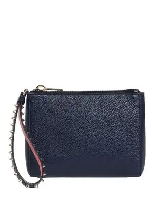 CHRISTIAN LOUBOUTIN Mini Cabata Soft Leather Pouch - Zaffiro/ Silver