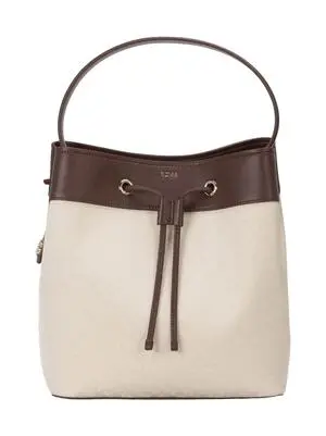 BOSS Liriel Canvas & Faux Leather Bucket Bag - Dark Brown