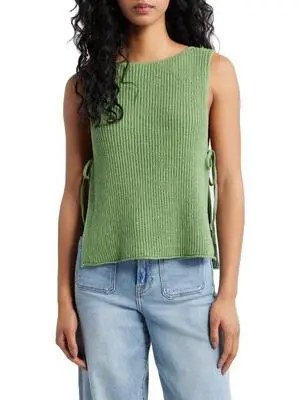 Free People Lizzie Ribbed Sleeveless Sweater - Green Eyes