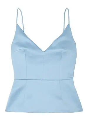 EMILIA WICKSTEAD Vero Duchesse-satin Peplum Top - Blue