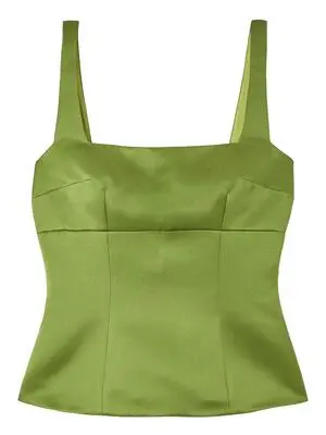 EMILIA WICKSTEAD Trixie Paneled Duchesse-satin Top - Green