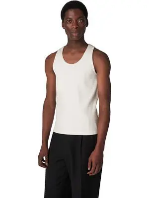 BOTTEGA  VENETA Compact Cotton Rib Jersey Tank Top - Chalk