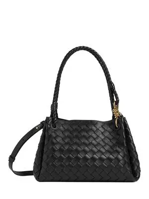 BOTTEGA  VENETA Intrecciato Leather Parachute Shoulder Bag - Black