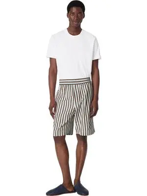 BOTTEGA  VENETA Stripe Cotton And Linen Shorts - Cloud/fondant/lava