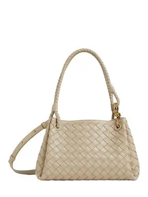 BOTTEGA  VENETA Intrecciato Leather Shoulder Bag - Ecru