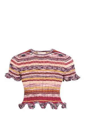 Ulla Johnson Miya Knit Top With Ruffle Trim - Prism