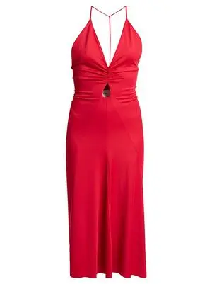 Victoria Beckham V-neck Ruched Cami Midi Dress - Rose