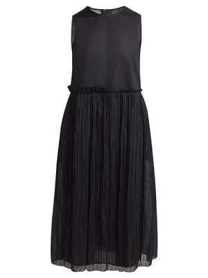 JIL SANDER A-line Midi Dress With Pleated Skirt - Optic Whit