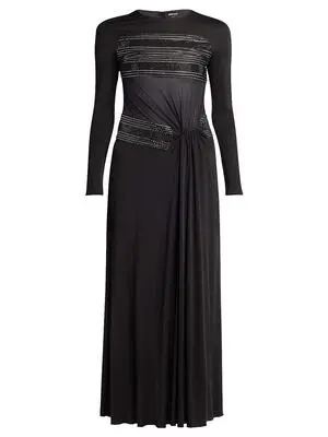 Giorgio Armani Crystal Embellished Jersey Gown - Solid Black