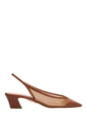 AQUAZZURA Margot Net Mesh Slingback Pumps - Tobaccorich Cognac