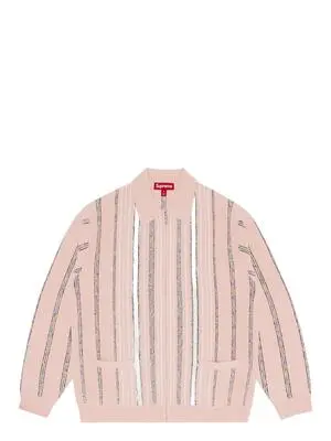 Supreme Speckle Stripe Zip Up Cardigan - Pink