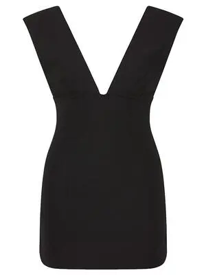 ST. AGNI Plunge Mini Dress - Black