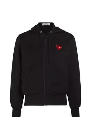 Play Comme Des Garcon Heart Logo Hooded Sweatshirt - Black