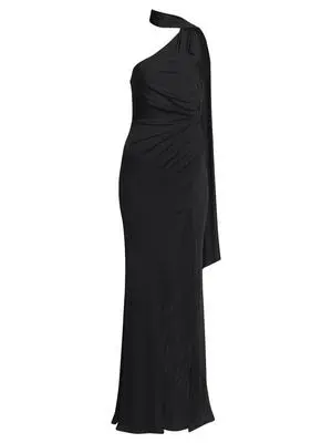 TOM FORD One-shoulder Scarf-neck Slit Gown - Black