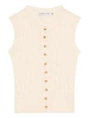 ANNA QUAN Serafina Button-Front Knit Top