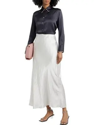 Vince Crinkled Satin Maxi Skirt - Light Gray