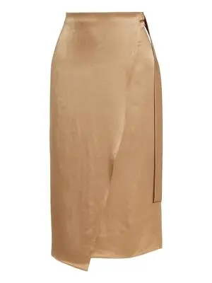 VINCE Wrap-Effect Satin Midi Skirt