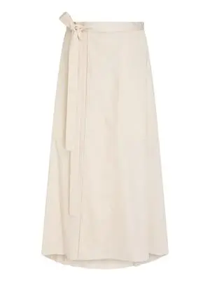 JOSEPH Alix Cotton Midi Wrap Skirt - Ecru