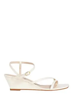 STUART WEITZMAN Oasis 50 Patent-leather Wedge Sandals - Ivory