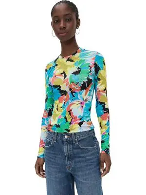 BRUCEGLEN Floral Print Long Sleeve Tee - Brite Floral