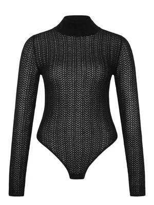 ST. AGNI Textured Knit Bodysuit - Black