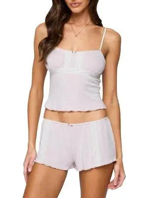 EDIKTED Sephi Lace Trim Pointelle Camisole - Light-pink