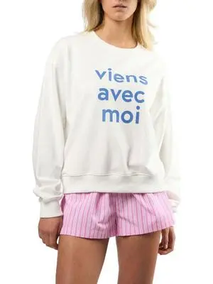 VIENS AVEC MOI Graphic Sweatshirt - White