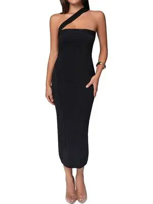 JLUXLABEL Ivone One-shoulder Knit Maxi Dress - Black