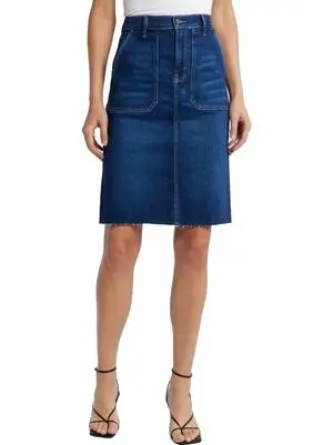 HIDDEN JEANS Raw Hem Denim Skirt - Dark Wash
