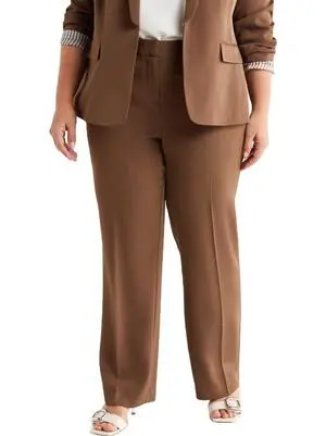 TAHARI ASL Woven Straight Leg Pants - Putty